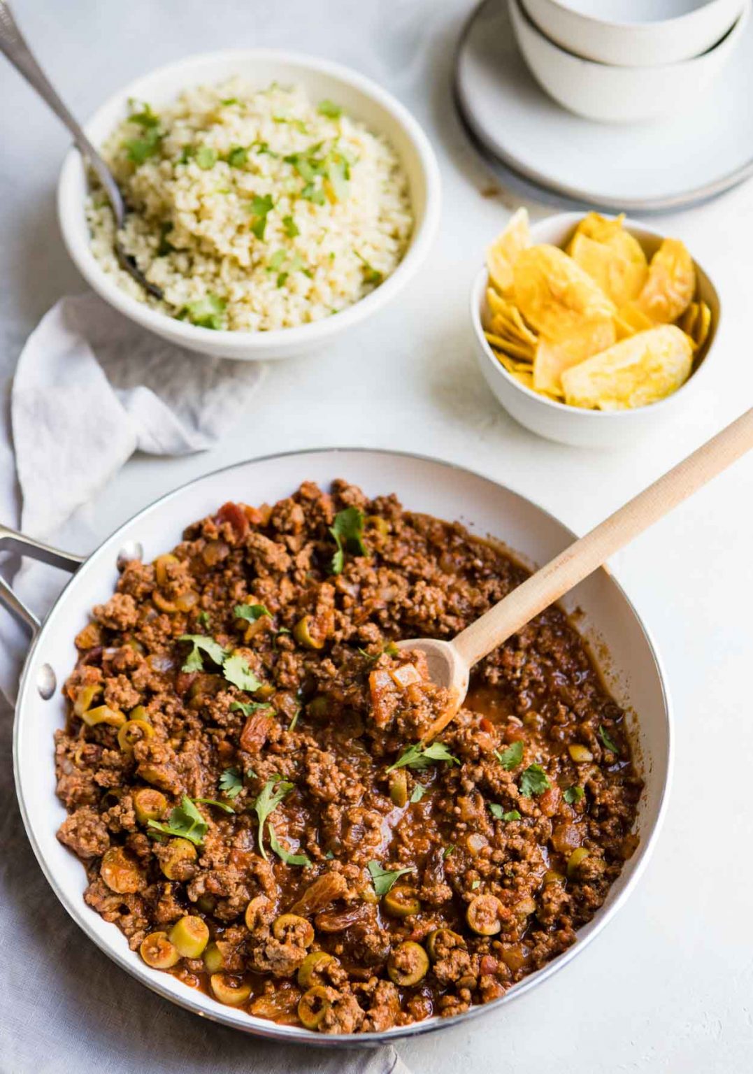 Ground Beef Picadillo with Cauliflower Rice