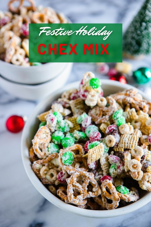 Festive White Chocolate Holiday Chex Mix