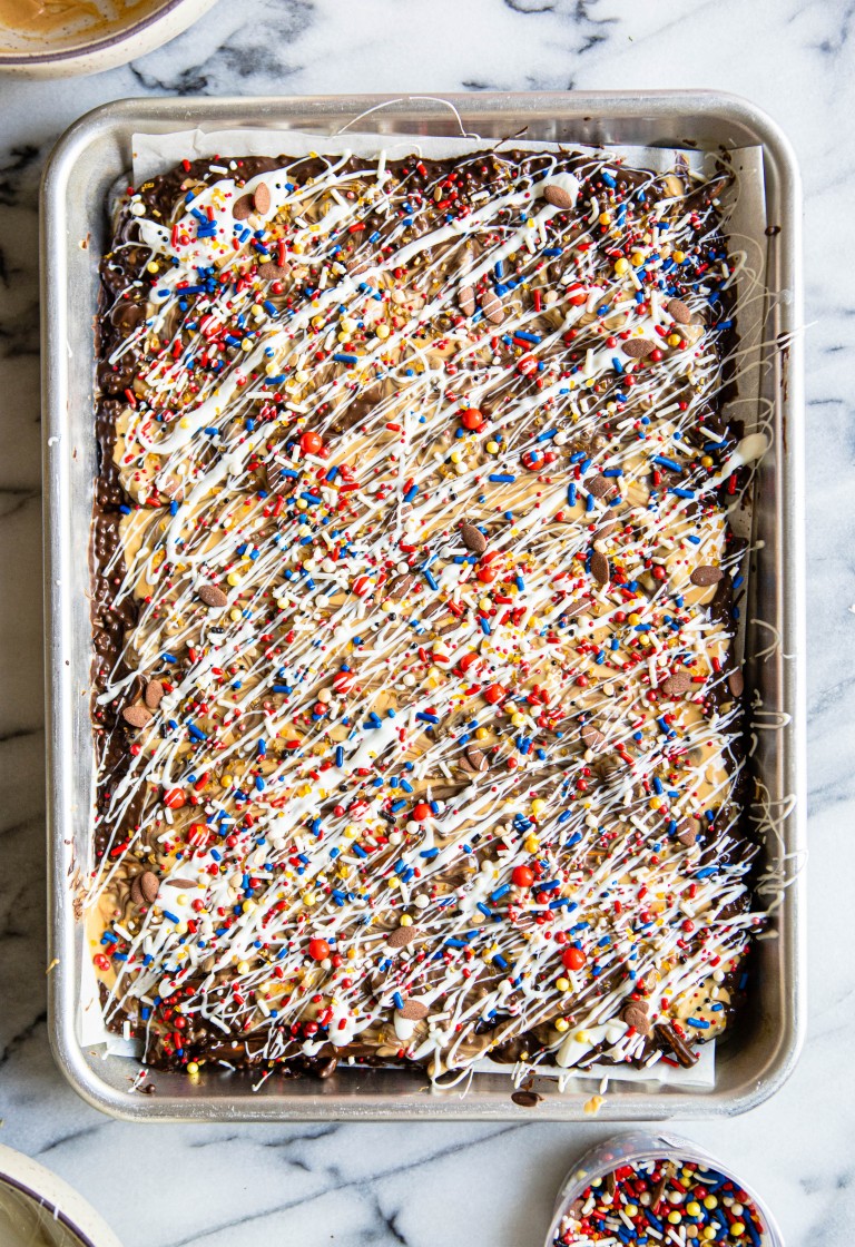 Game Day Peanut Butter Dark Chocolate Bark