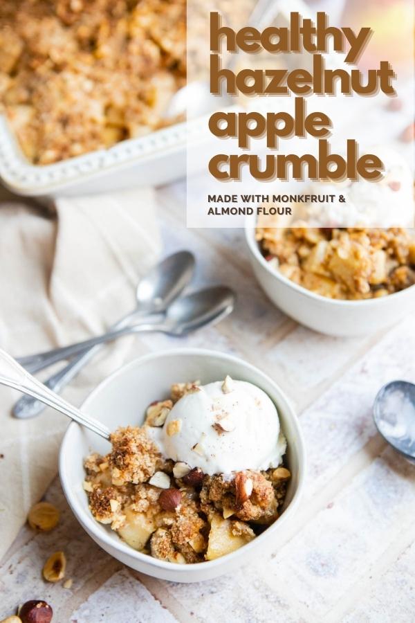 healthy apple crumble with hazelnut topping