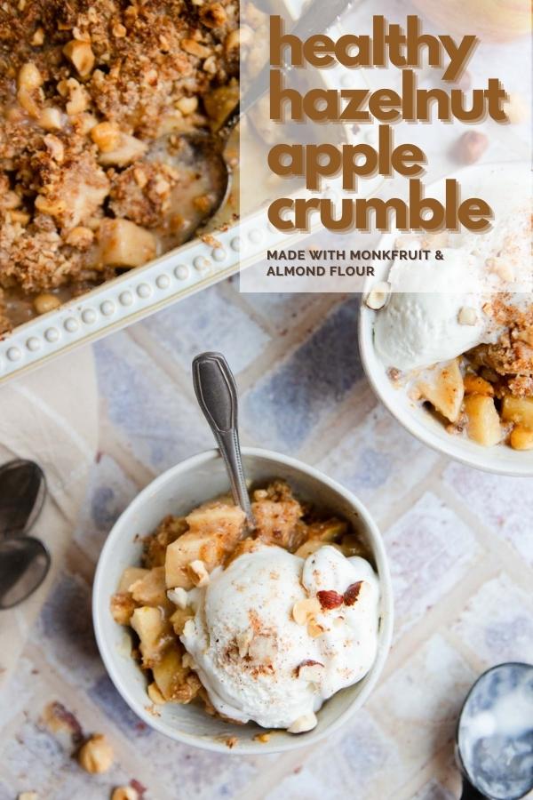 healthy apple crumble with hazelnut topping