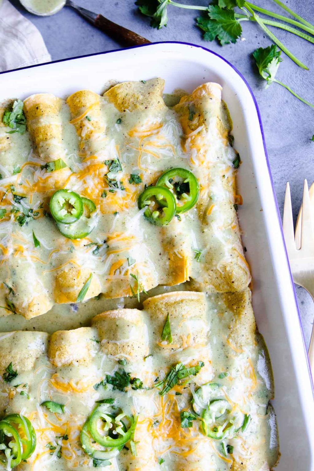 Healthy Green Chili Chicken Enchiladas