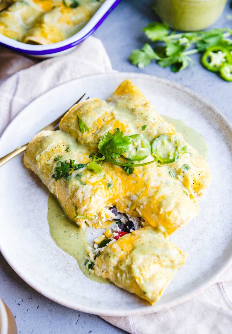 Healthy Green Chili Chicken Enchiladas