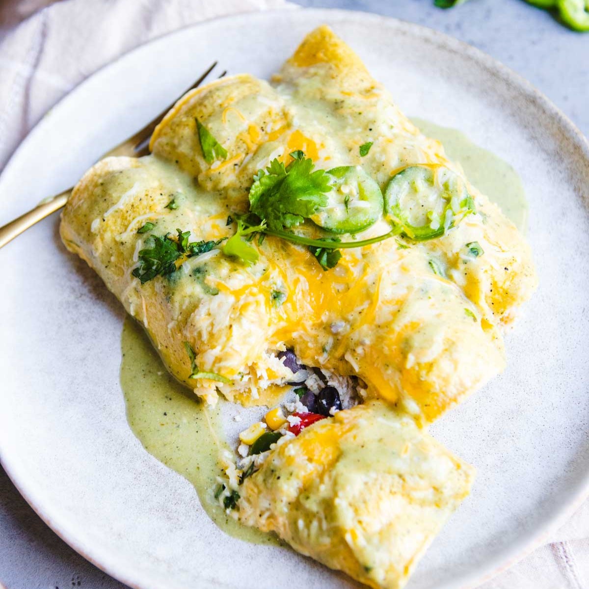 Healthy Green Chili Chicken Enchiladas